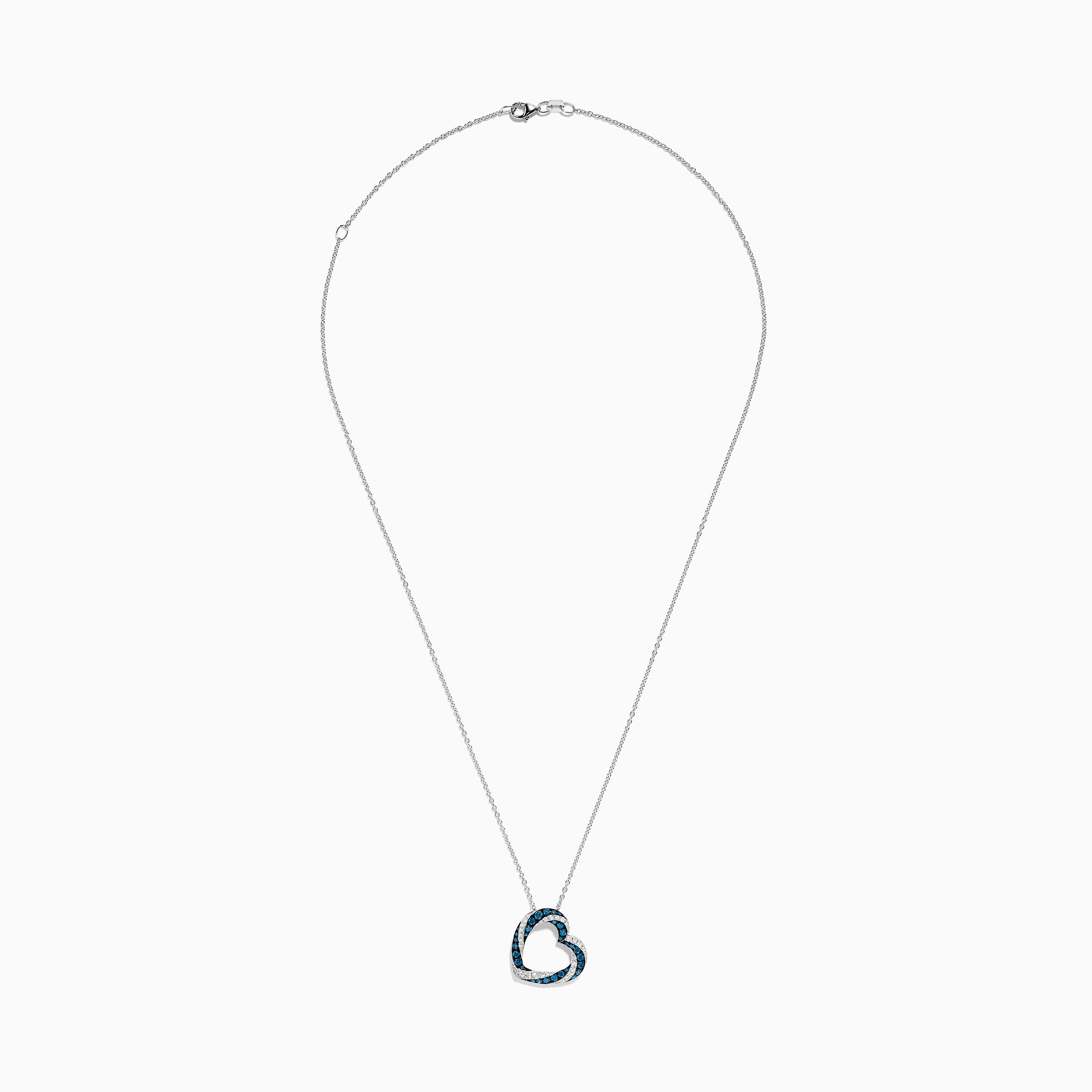 Bella Bleu 14K White Gold Blue and White Diamond Heart Pendant ...