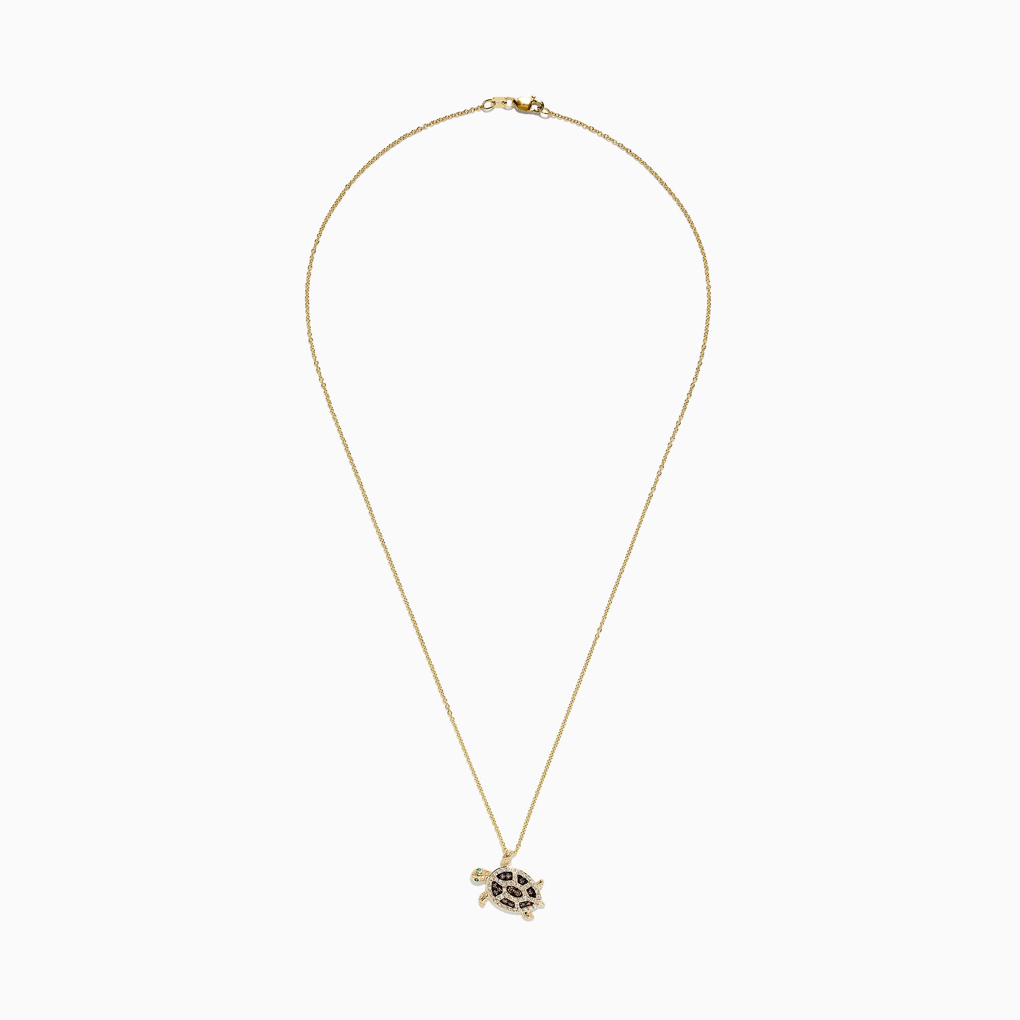 Seaside 14K Gold Espresso & White Diamond Turtle Pendant, 0.42 TCW ...