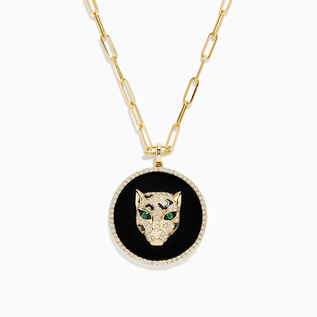 Effy Signature 14K Yellow Gold Onyx, Emerald and Diamond Coin Pendant ...