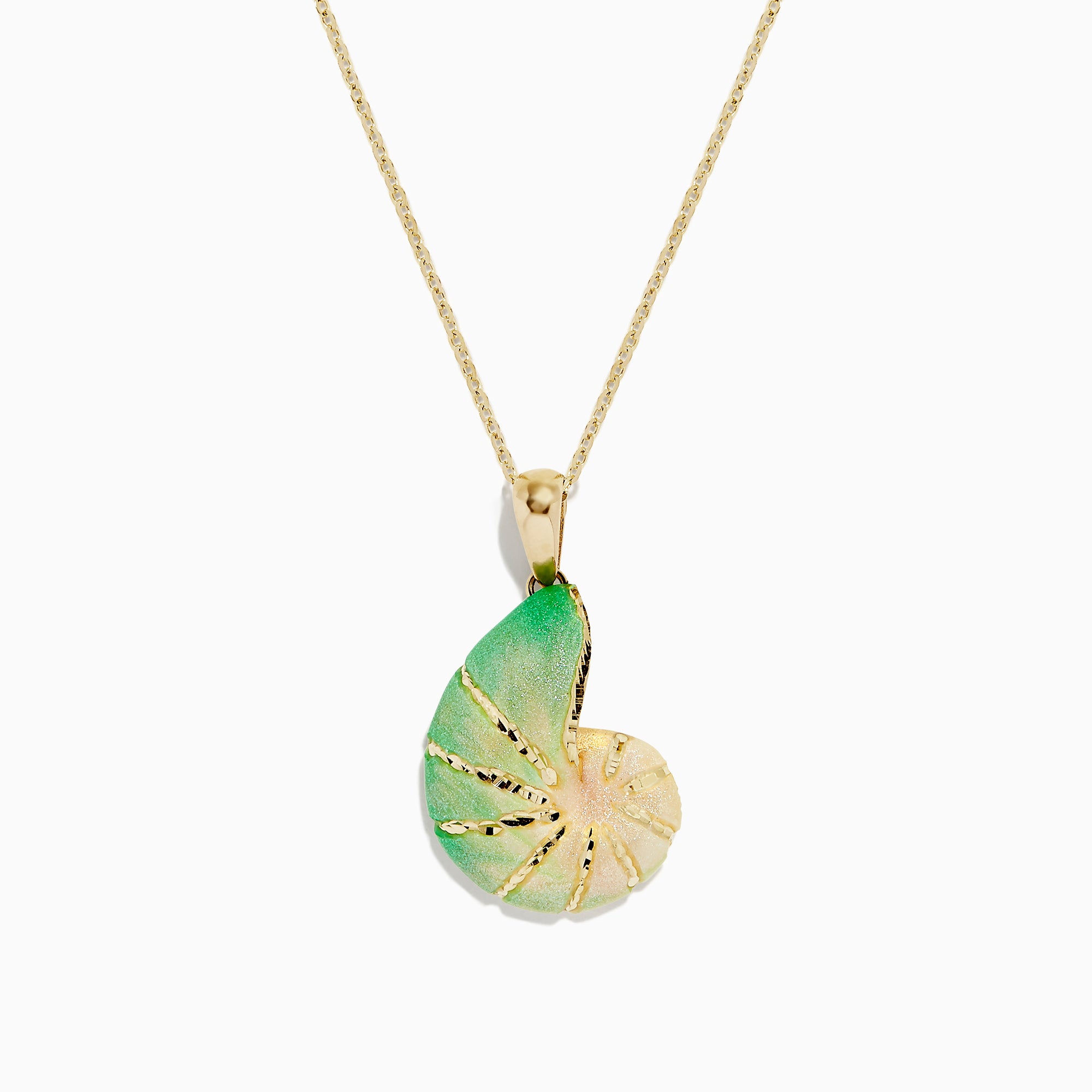 Seaside 14K Yellow Gold Green Swirl Shell Pendant – effyjewelry.com