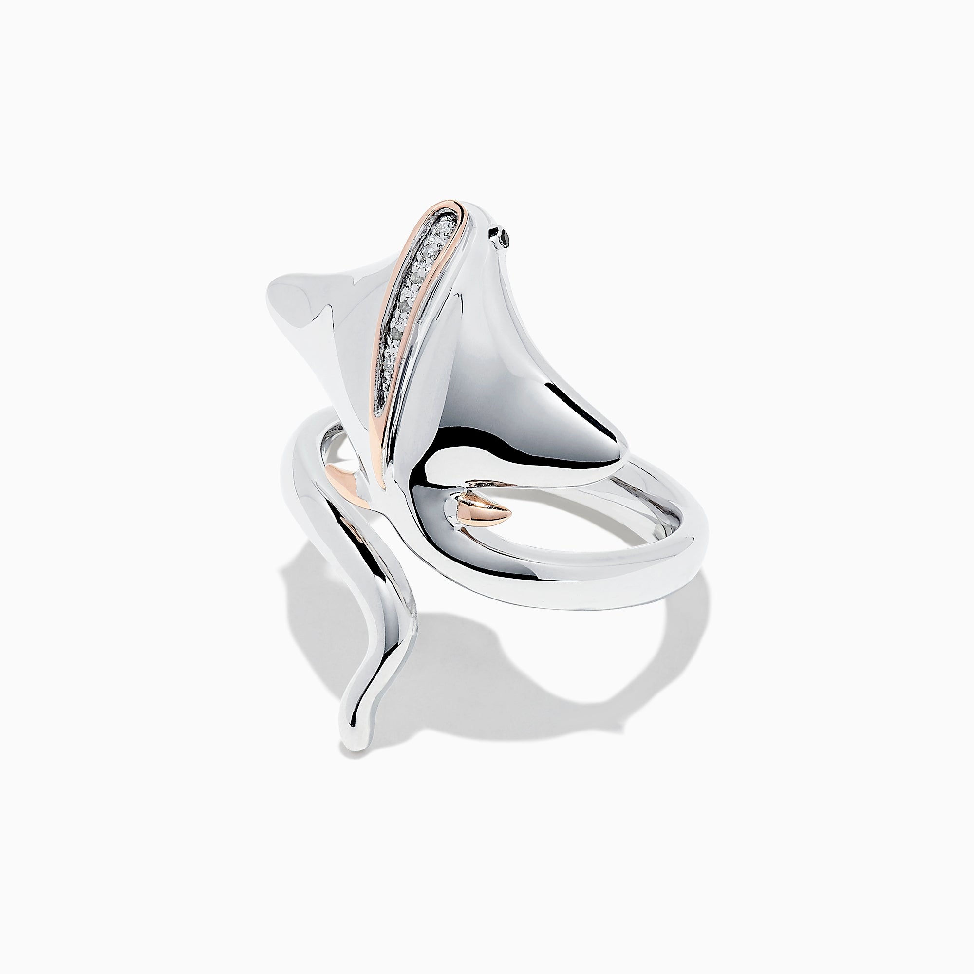 925 Sterling Silver & 14K Gold Diamond Stingray Wrap Ring, 0.03 TCW ...
