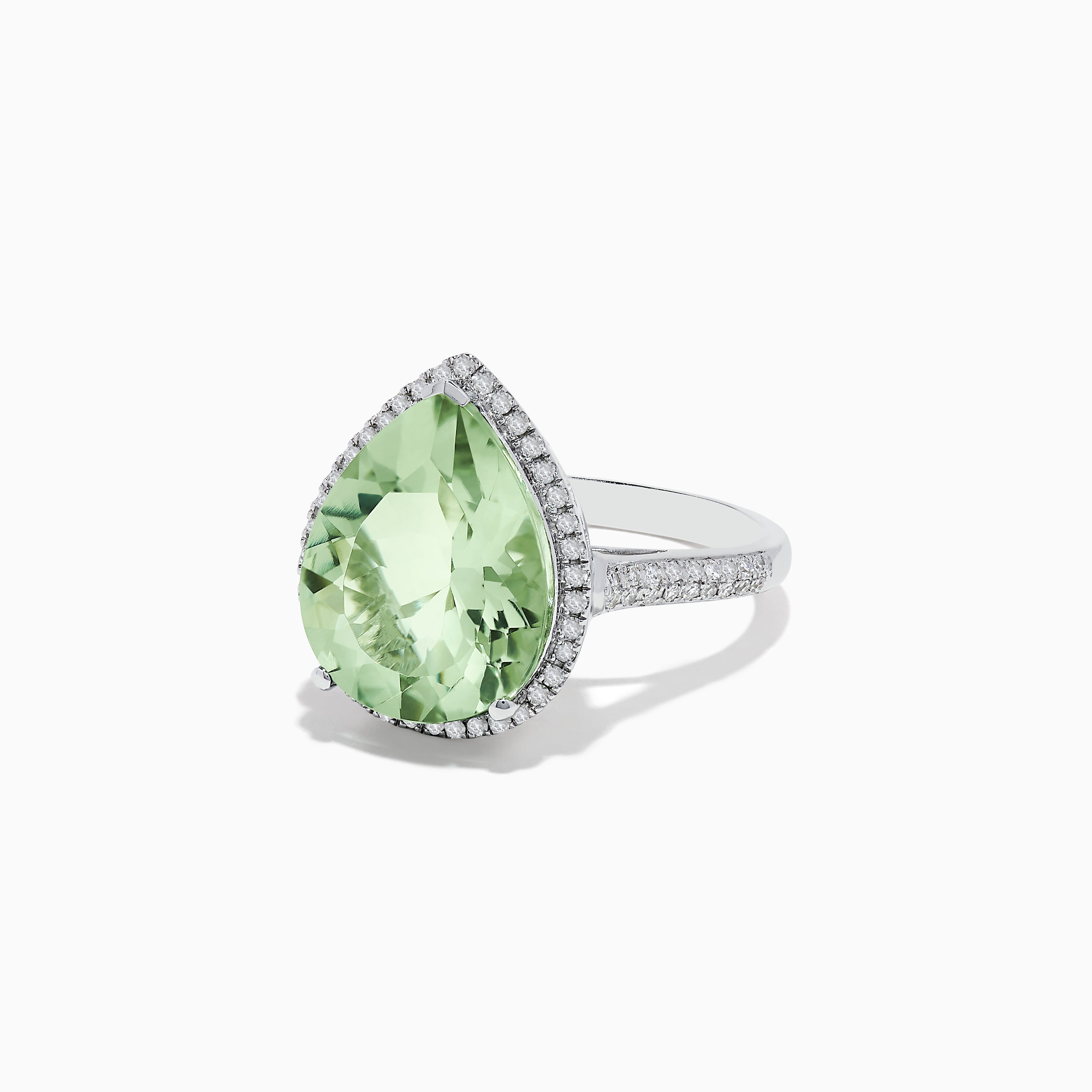 14K White Gold Green Amethyst and Diamond Ring, 7.37 TCW – effyjewelry.com