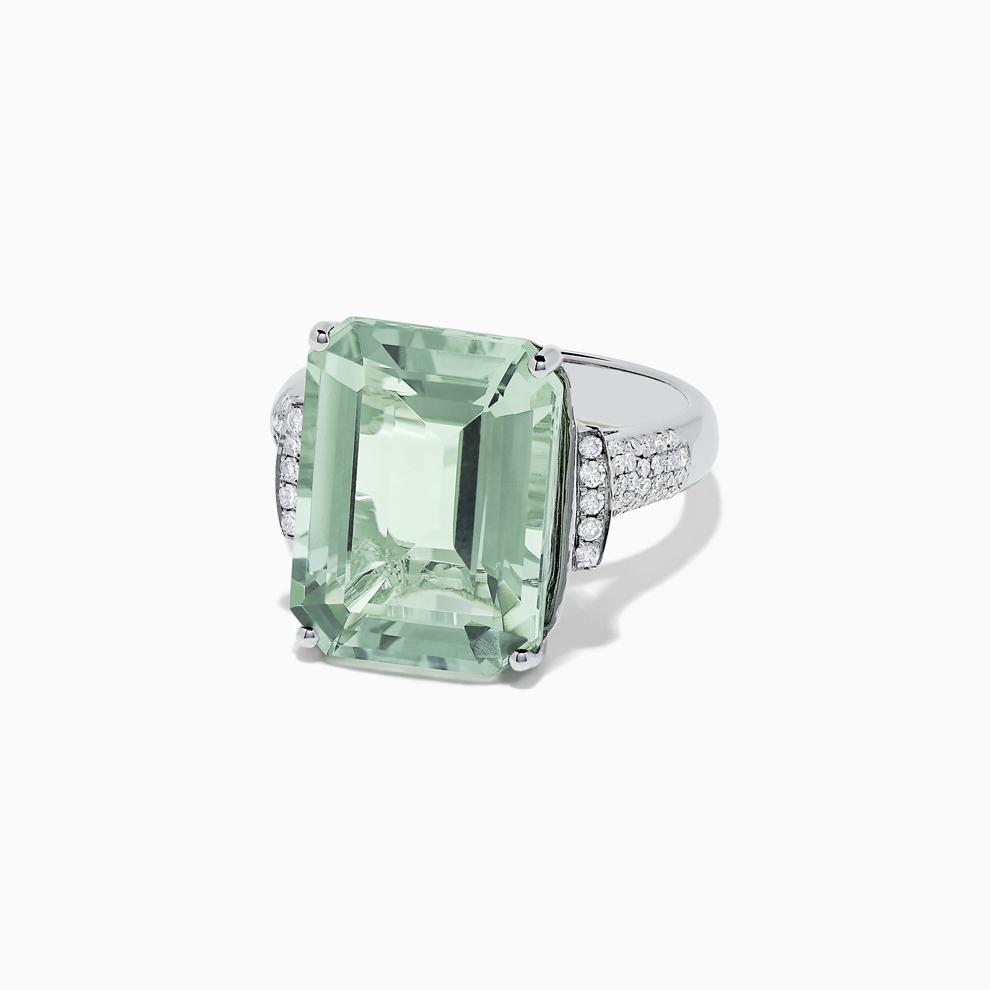 Effy 14K White Gold Green Amethyst and Diamond Cocktail Ring, 11.12 TC ...