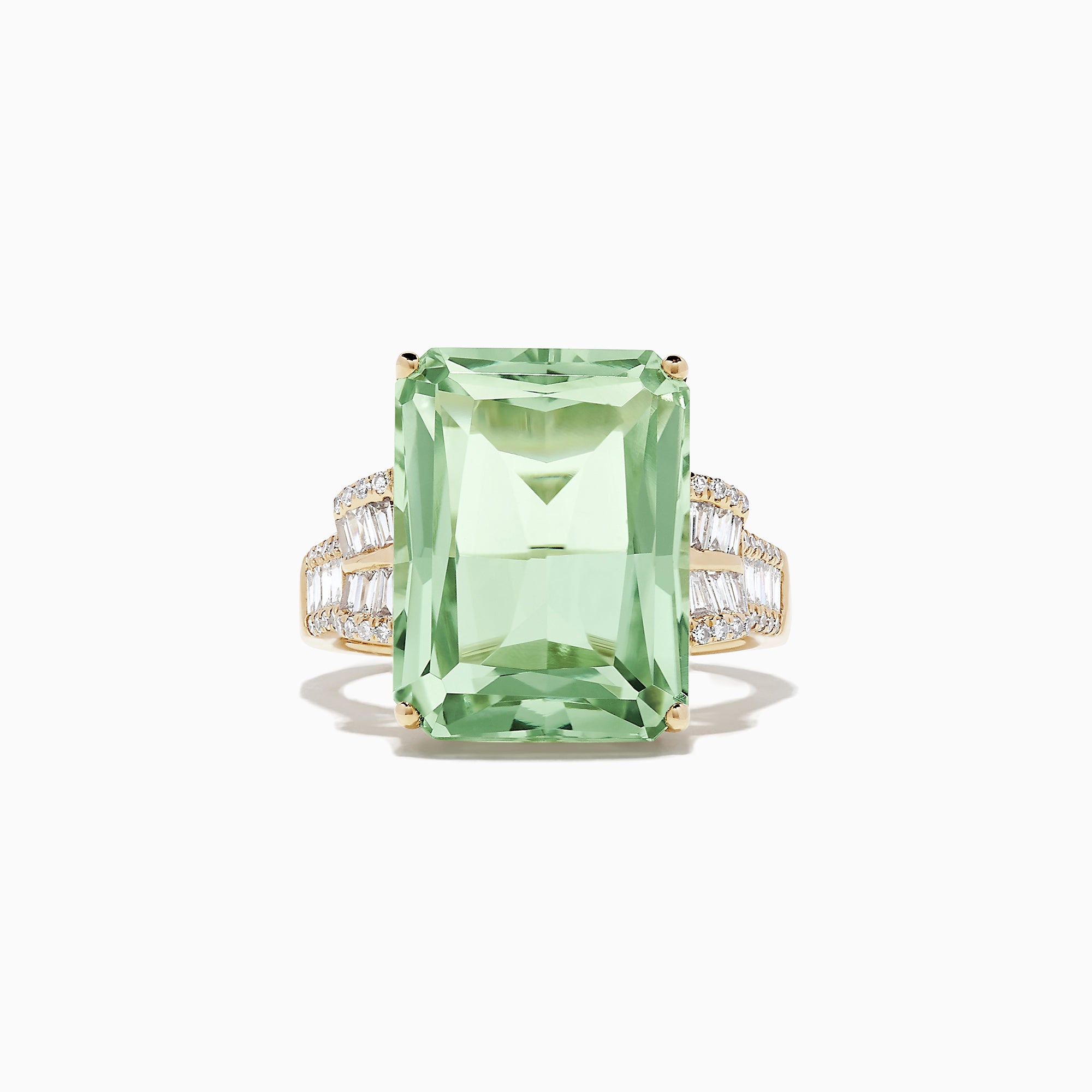 Effy 14K Yellow Gold Green Amethyst and Diamond Cocktail Ring, 11.99 T ...