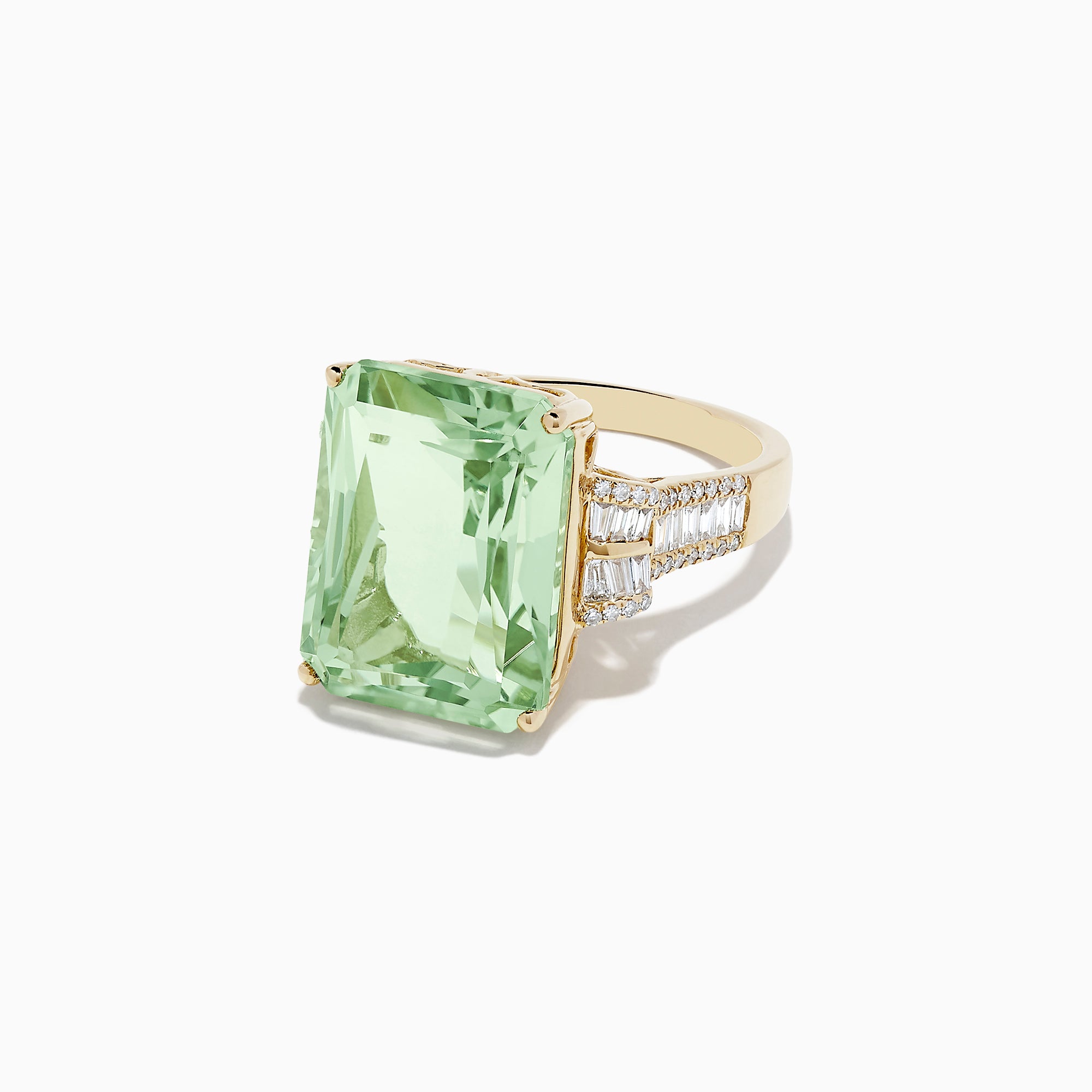 Effy 14K Yellow Gold Green Amethyst and Diamond Cocktail Ring, 11.99 T ...