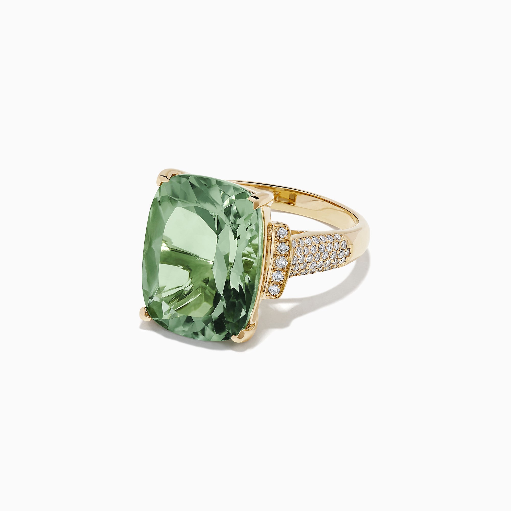 14K Yellow Gold Green Amethyst and Diamond Cocktail Ring, 8.62 TCW ...