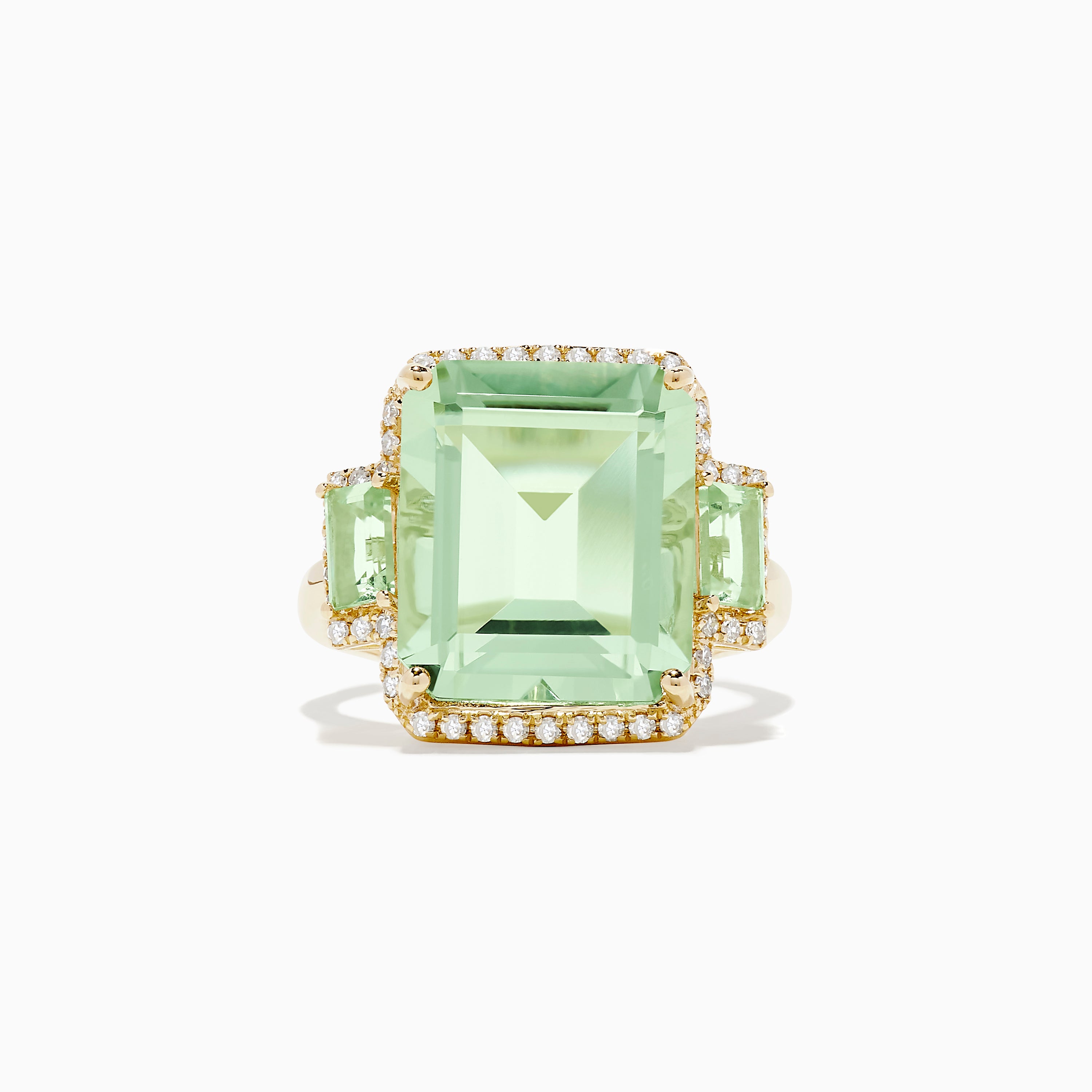 14K Yellow Gold Green Amethyst and Diamond Ring – effyjewelry.com