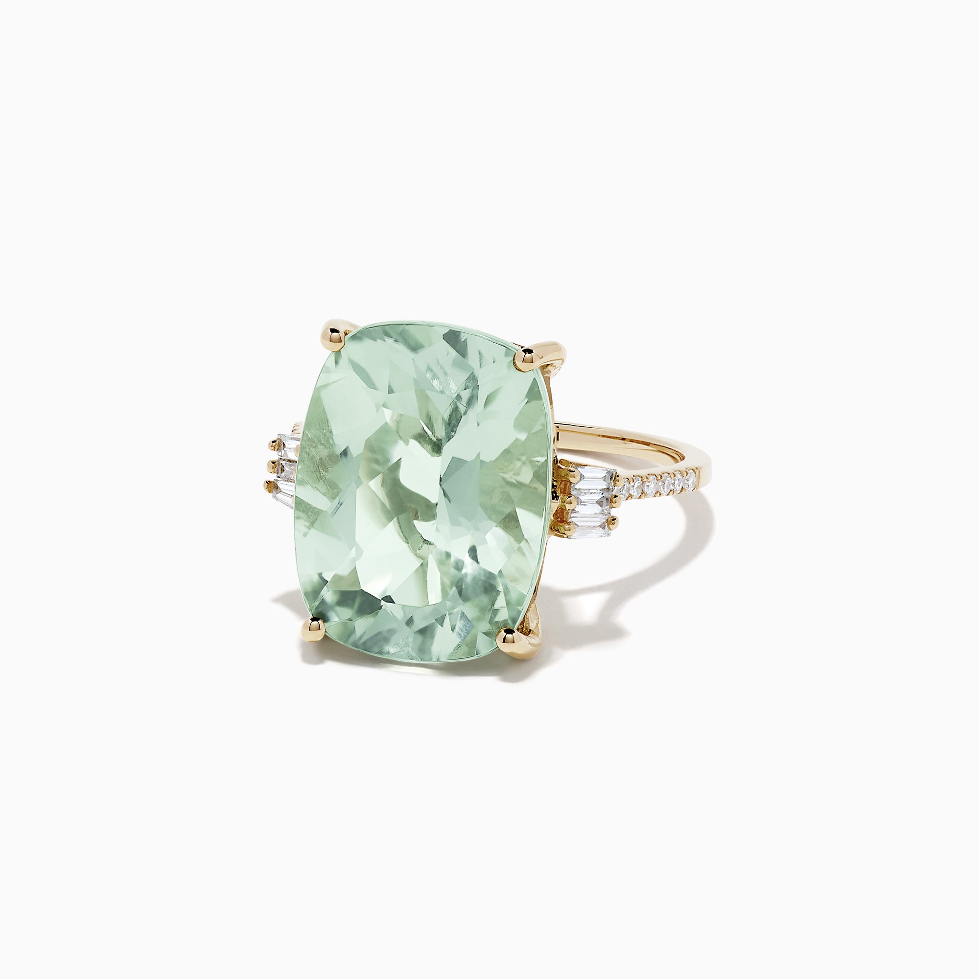 14K Yellow Gold Green Amethyst and Diamond Cocktail Ring, 10.51 TCW ...