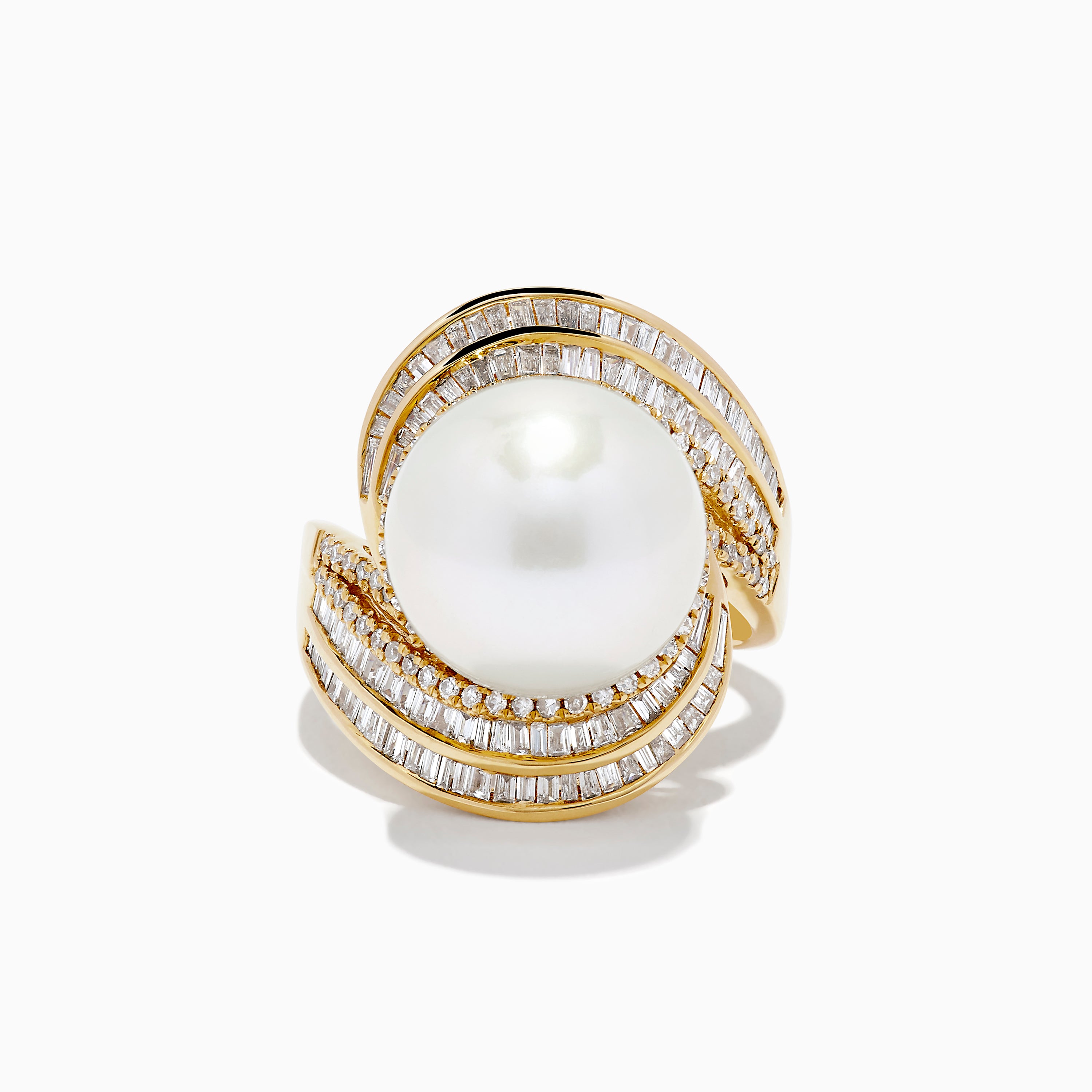 14K Yellow Gold Fresh Water Pearl and Diamond Statement Ring ...