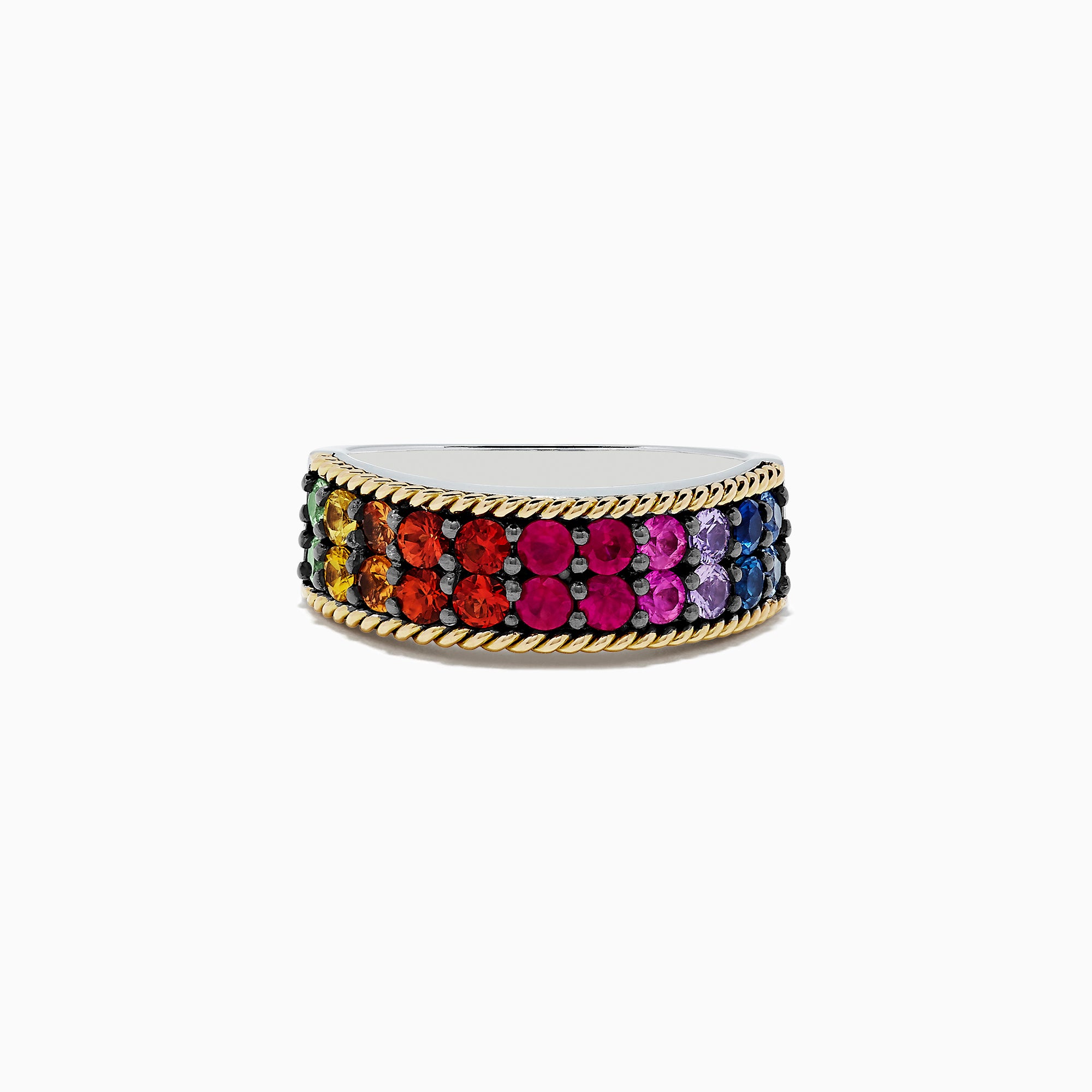Mosaic Sterling Silver & 18K Gold Multi Sapphire Ring, 1.70 TCW ...