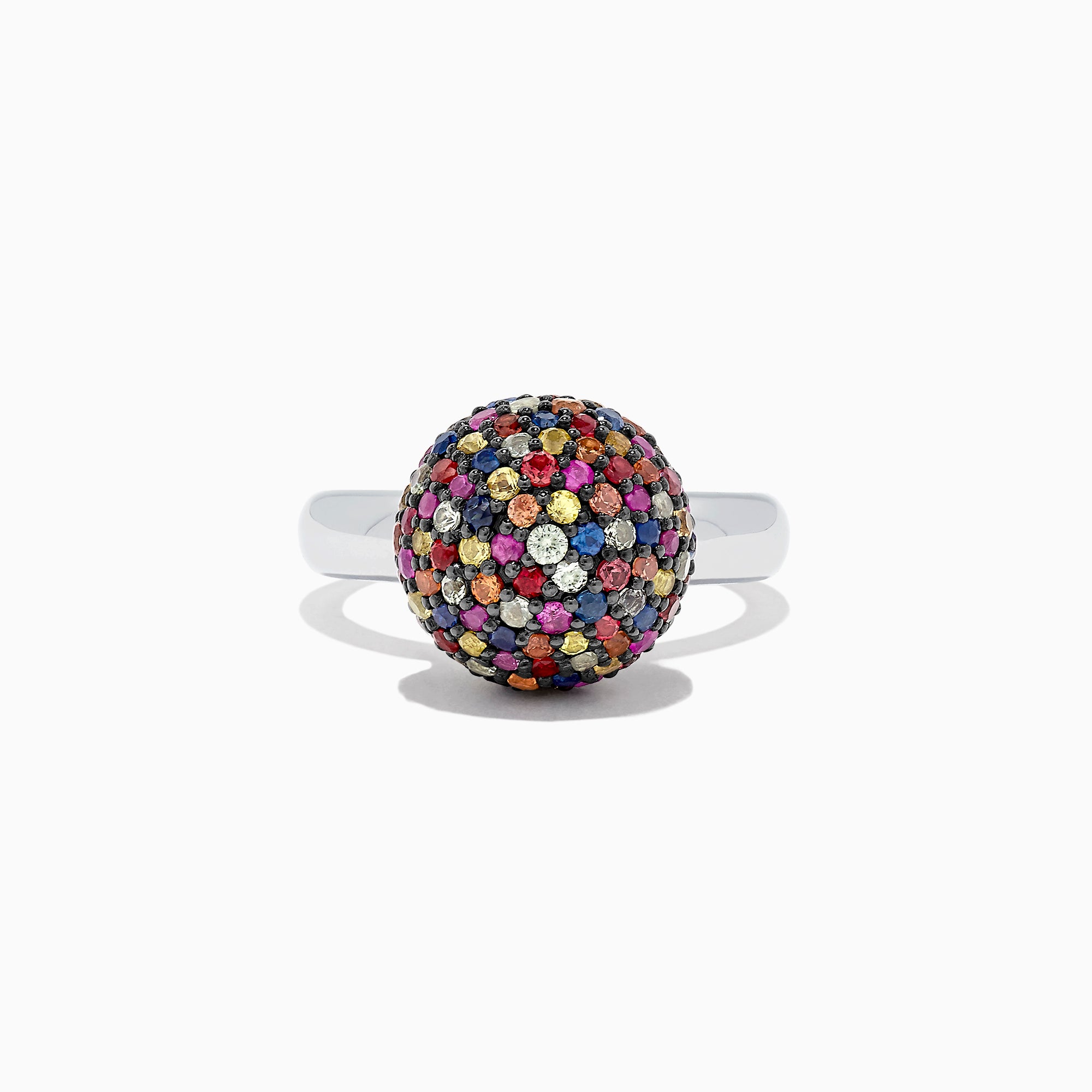 Splash Sterling Silver Multi Color Sapphire Ball Ring, 2.69 TCW ...