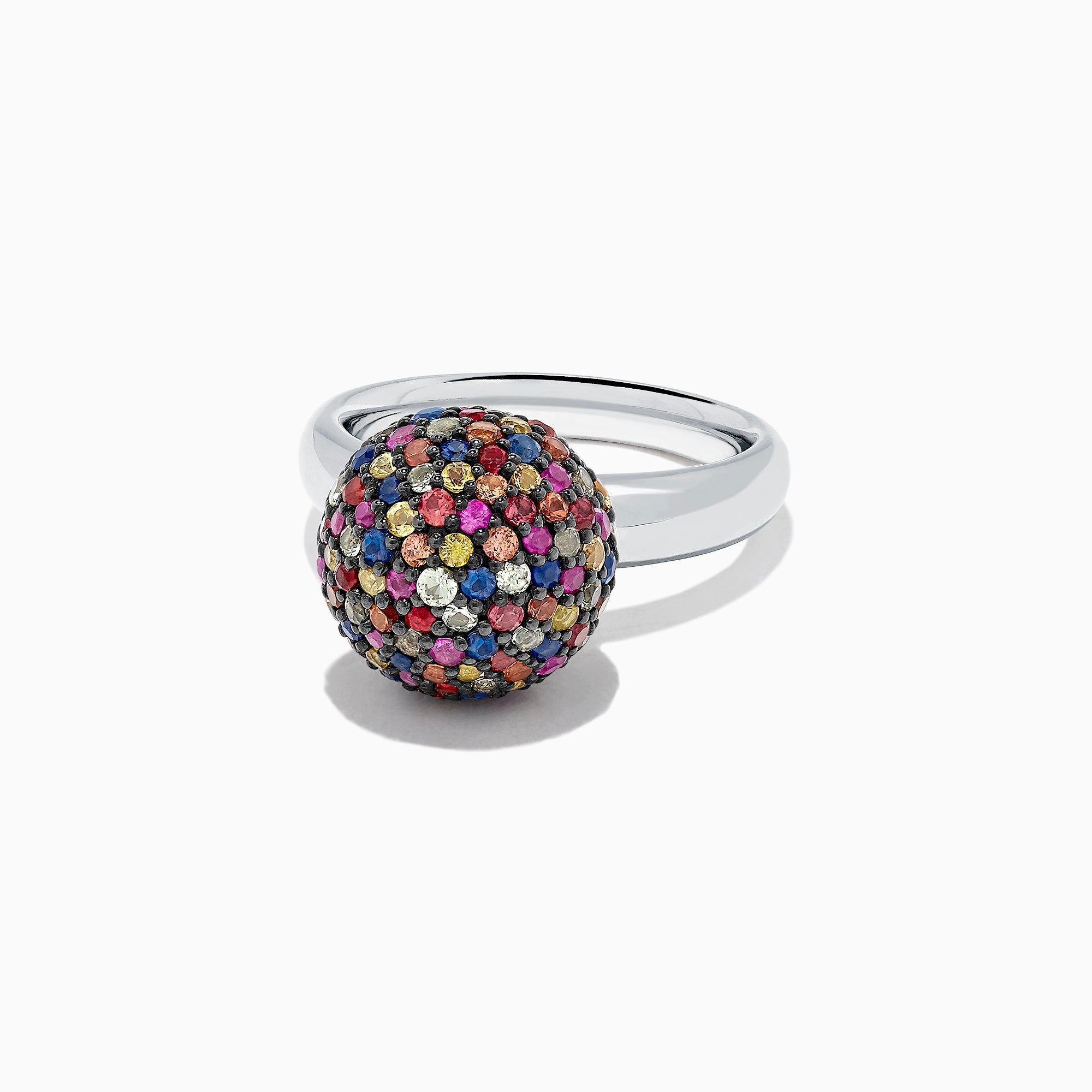 Splash Sterling Silver Multi Color Sapphire Ball Ring, 2.69 TCW ...