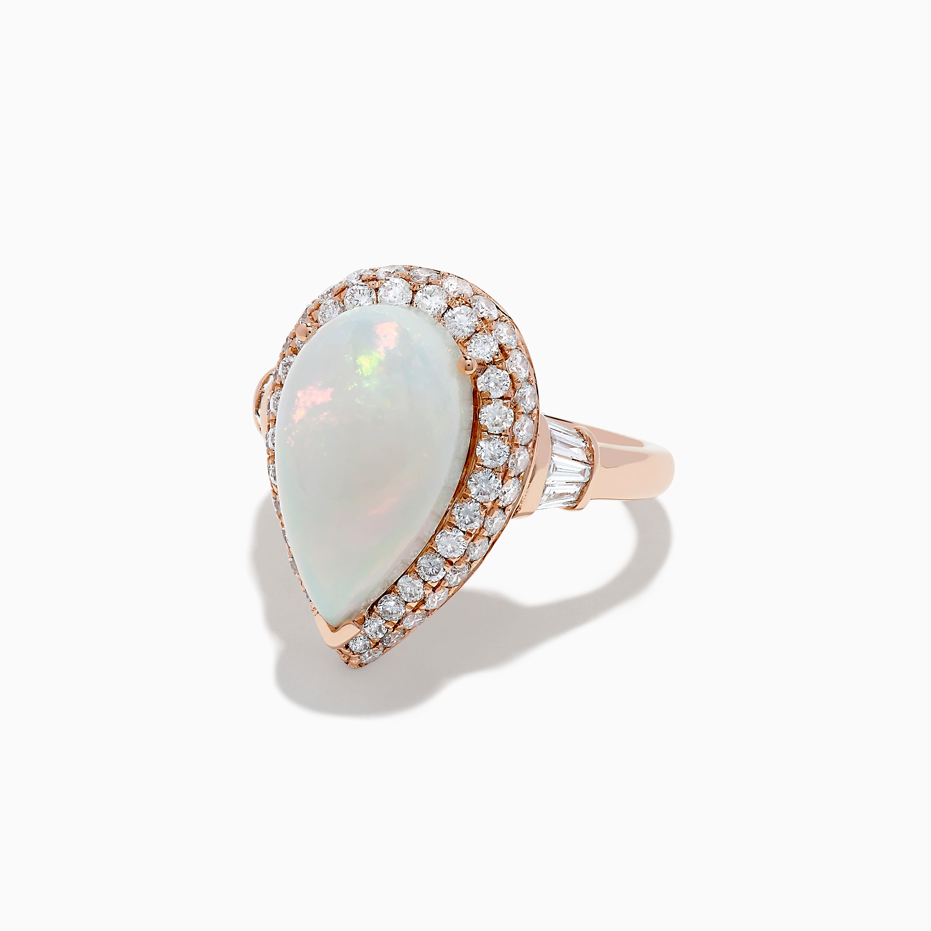 Aurora 14K Rose Gold Opal and diamond Pear Shaped Ring – effyjewelry.com
