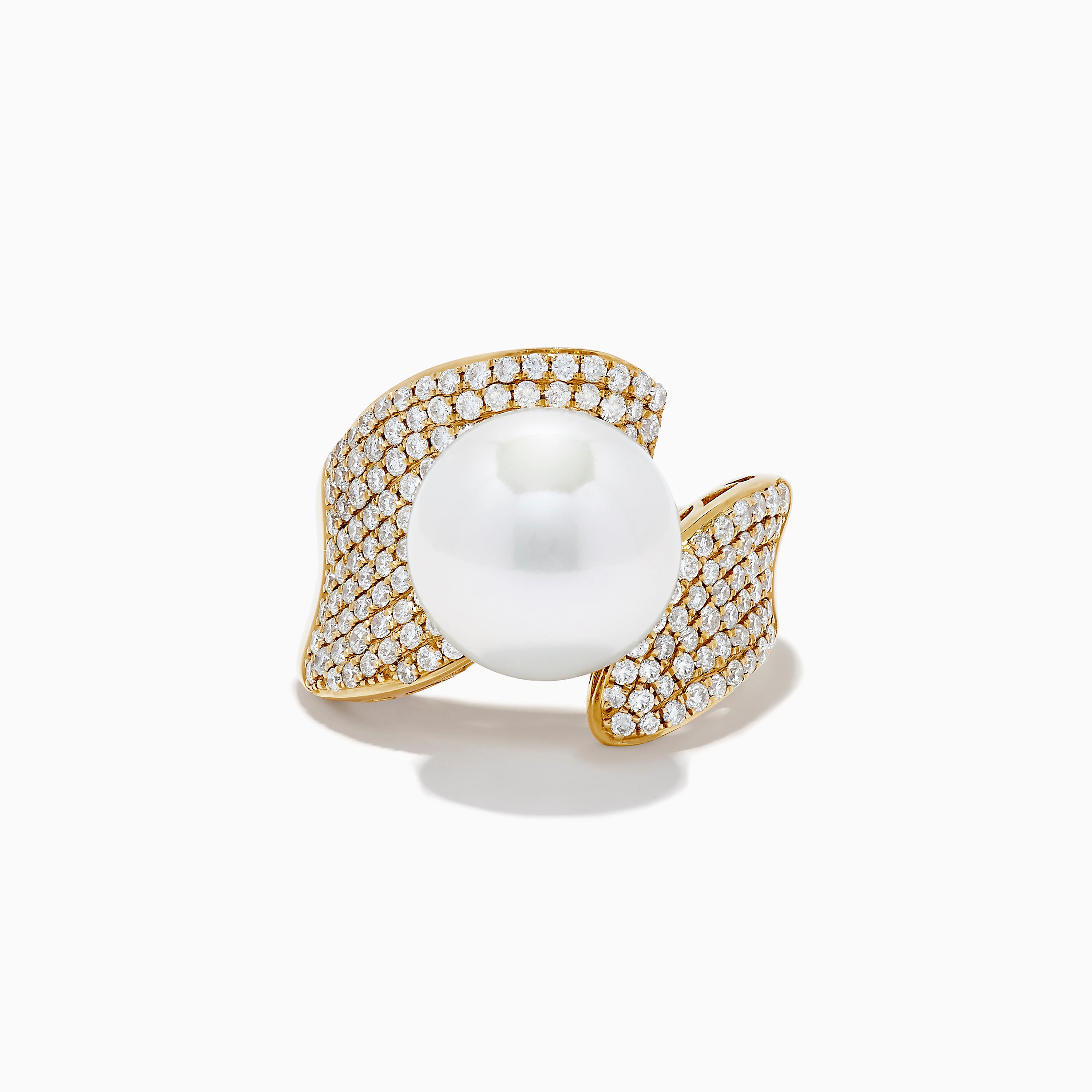 14K Yellow Gold Fresh Water Pearl and Diamond Statement Ring ...
