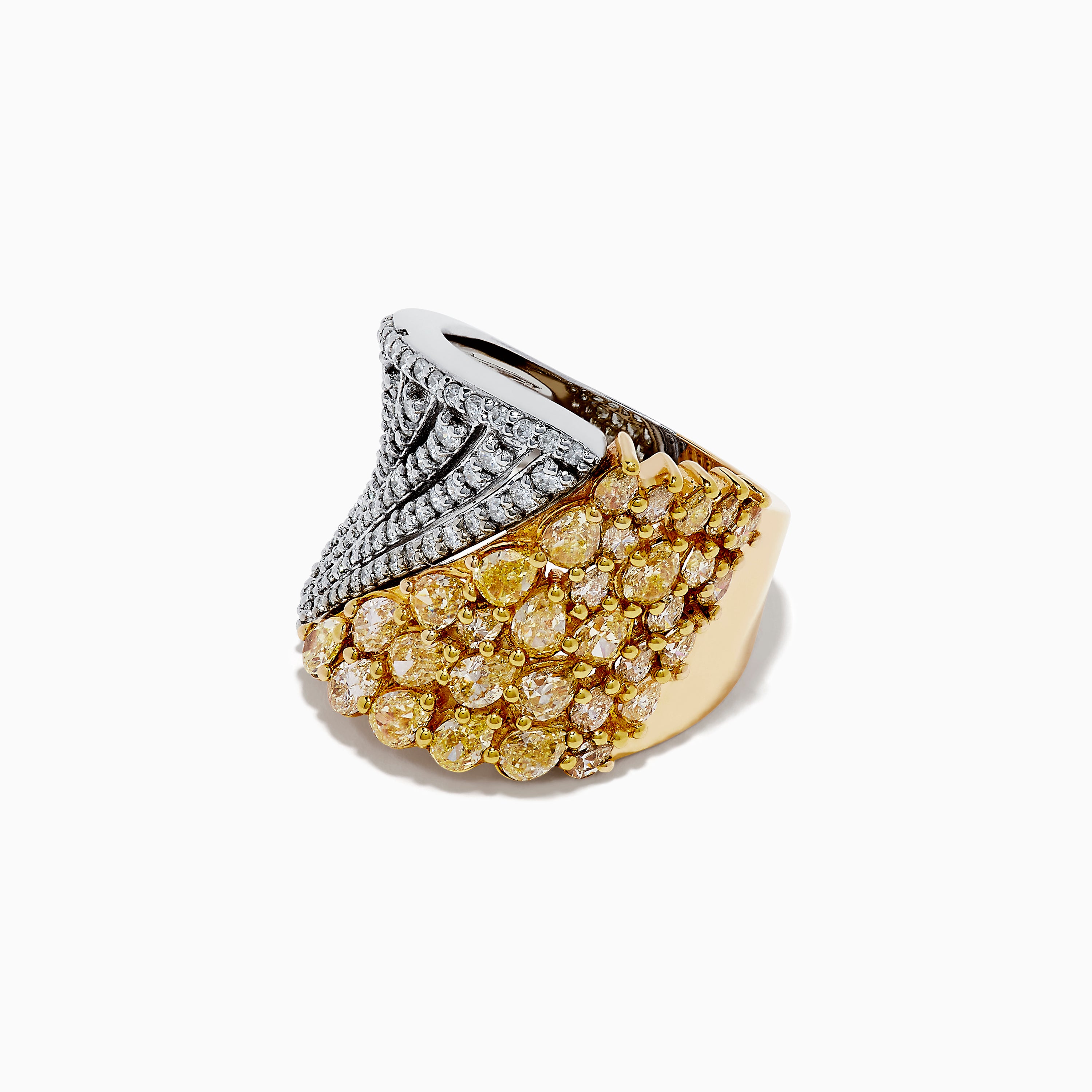 Canare 14K Two-Tone Gold Yellow and White Diamond Statement Ring 3.03 ...