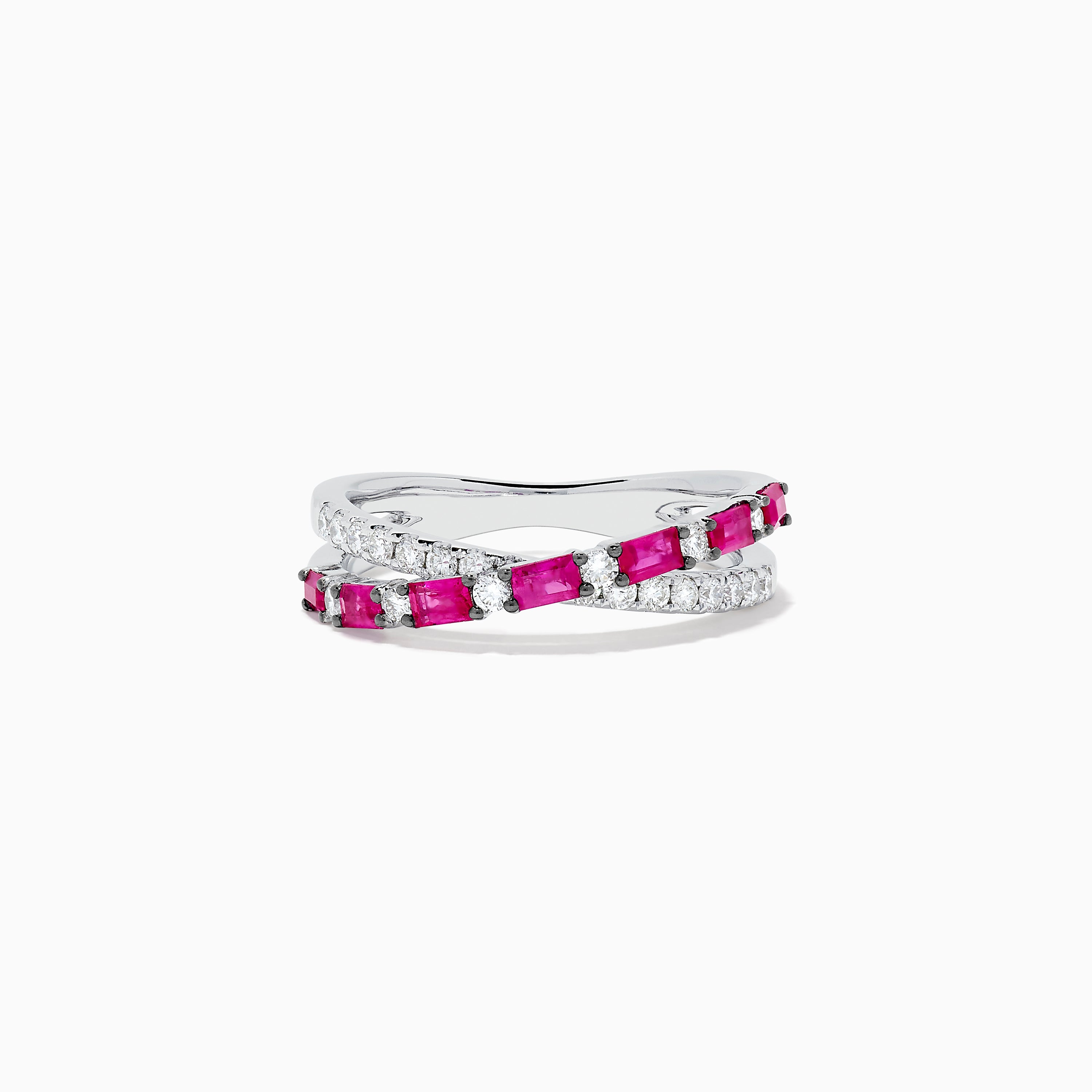 Ruby Royale 14K White Gold Ruby and Diamond Crossover Band ...