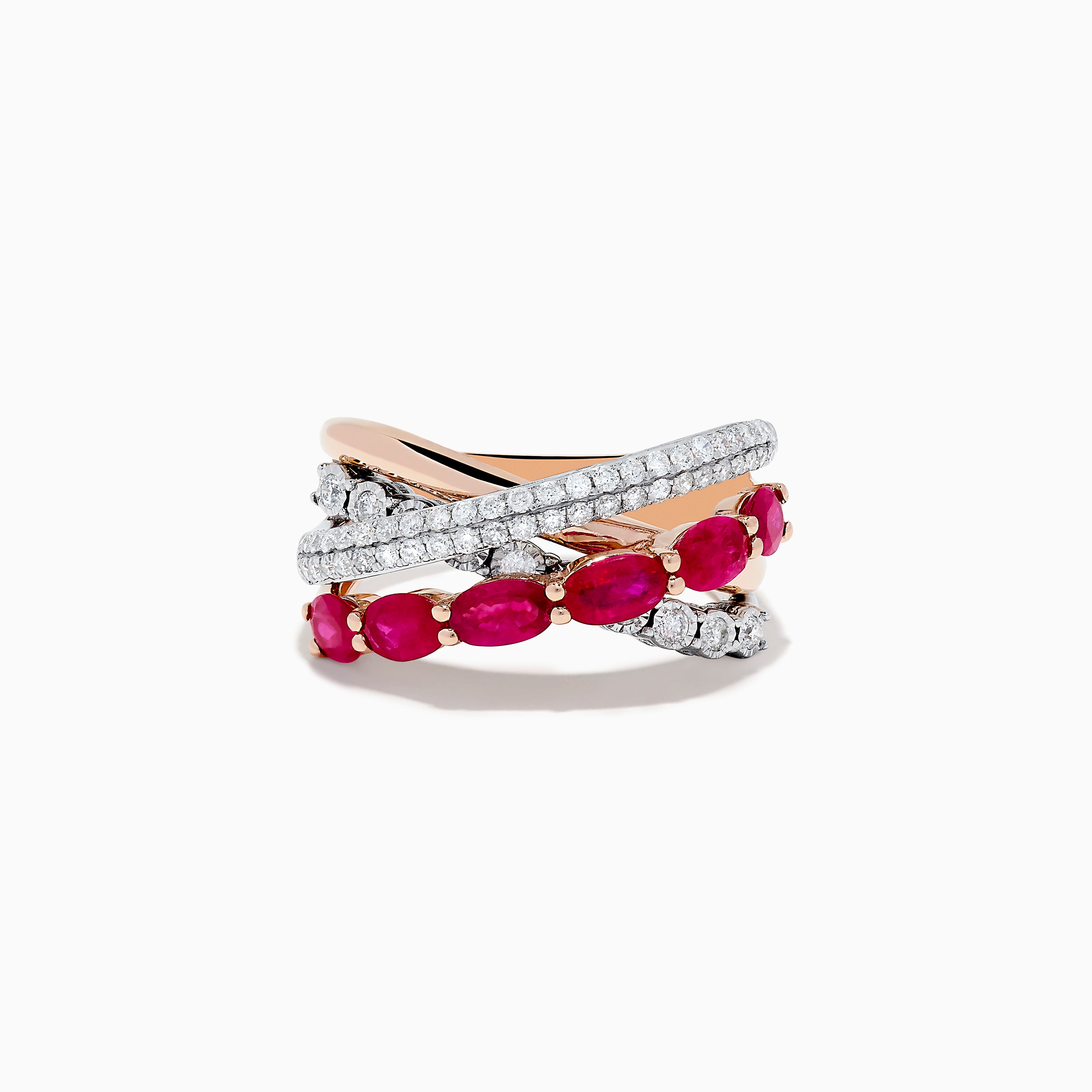 Ruby Royale 14K Two-Tone Gold Ruby and Diamond Crossover Ring ...