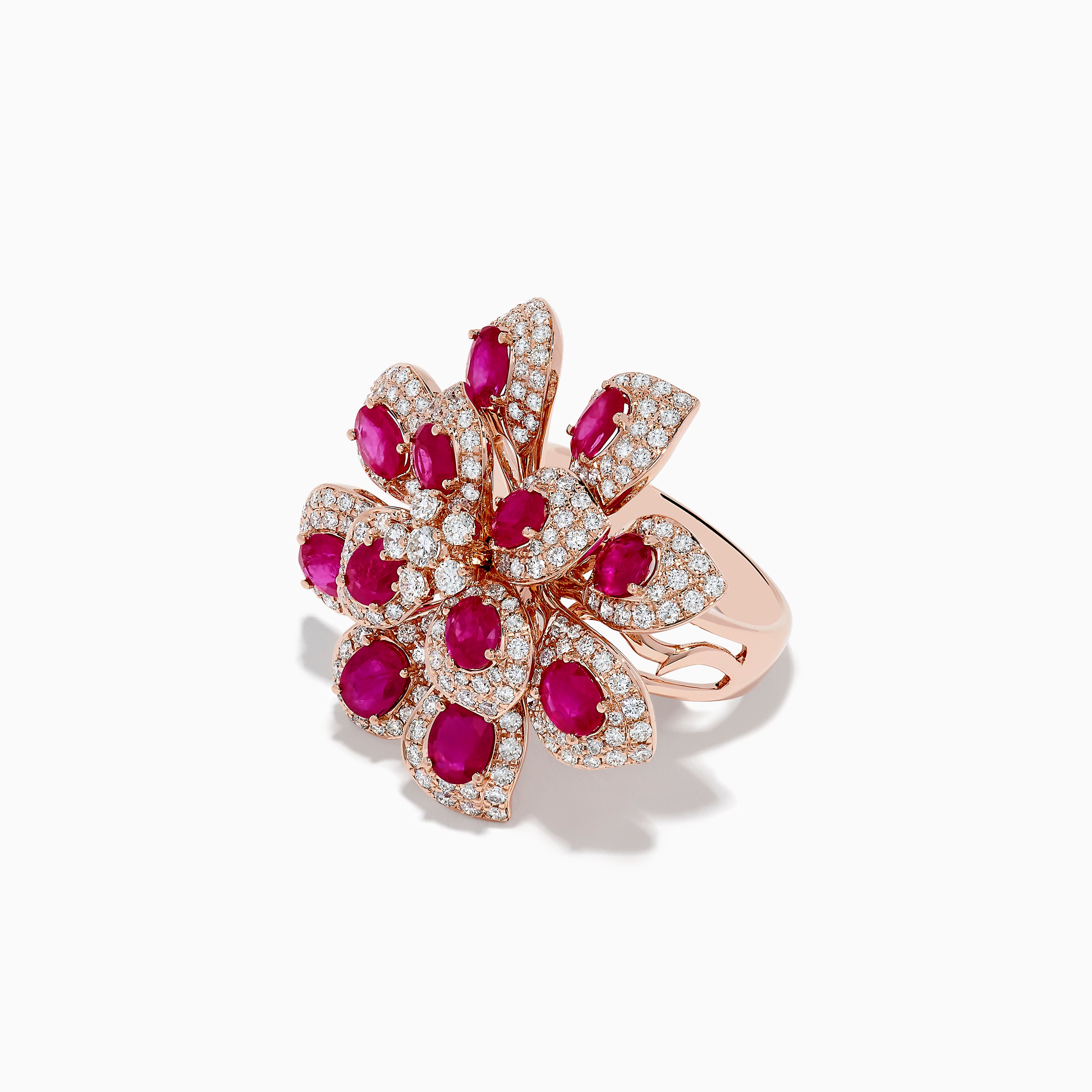 Nature 14K Rose Gold Ruby and Diamond Flower Ring – effyjewelry.com