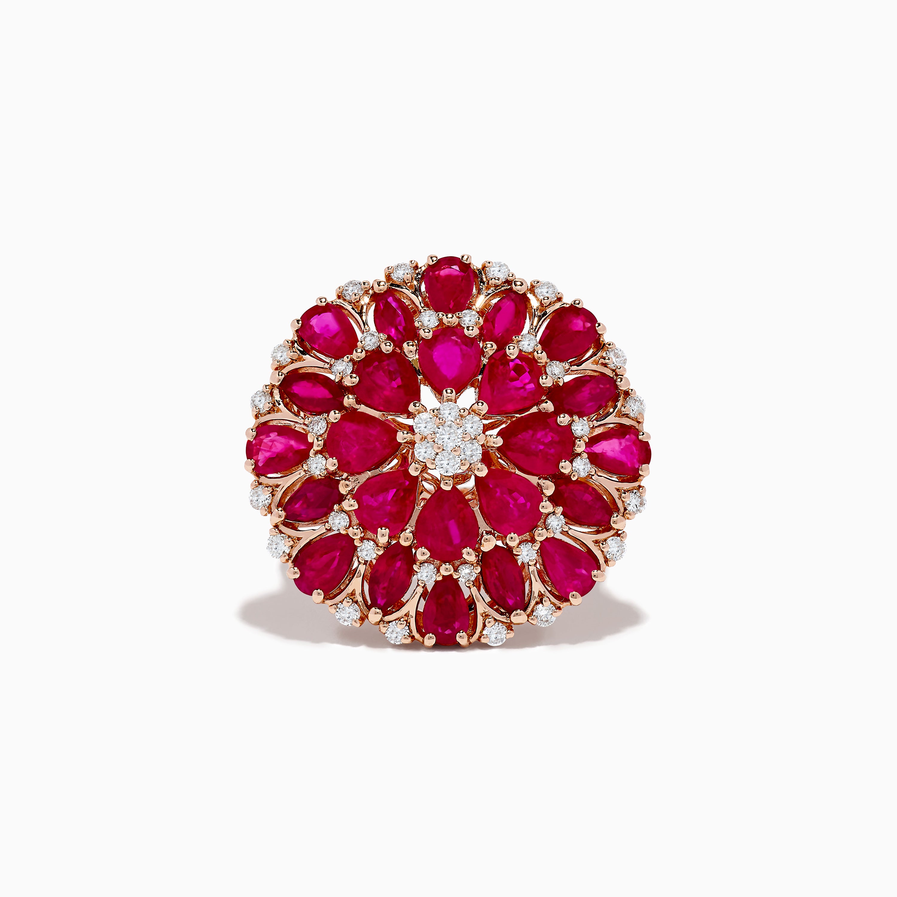 14K Yellow Gold Ruby and Diamond Flower Cocktail Ring – effyjewelry.com