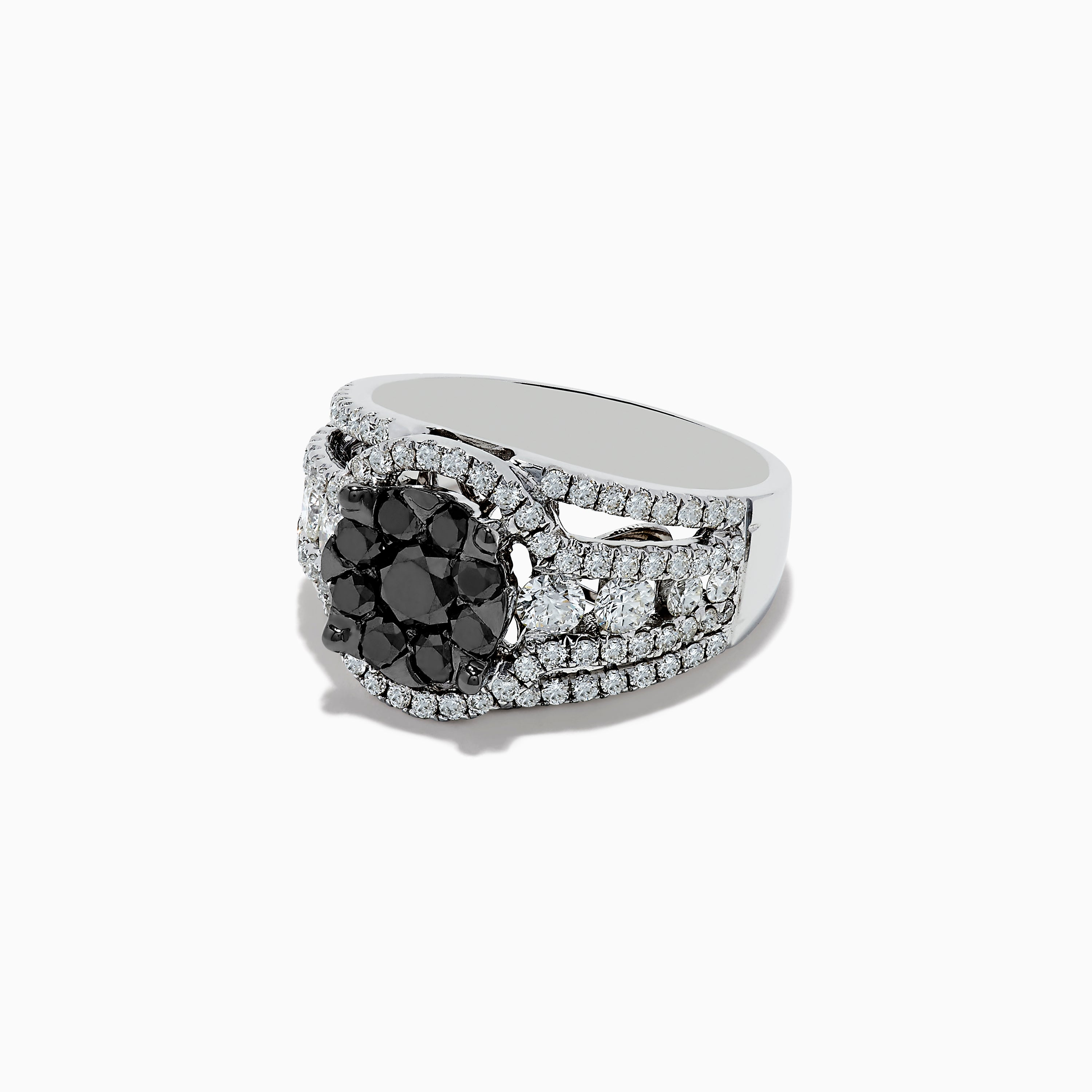Caviar 14K White Gold White and Black Diamond Ring – effyjewelry.com