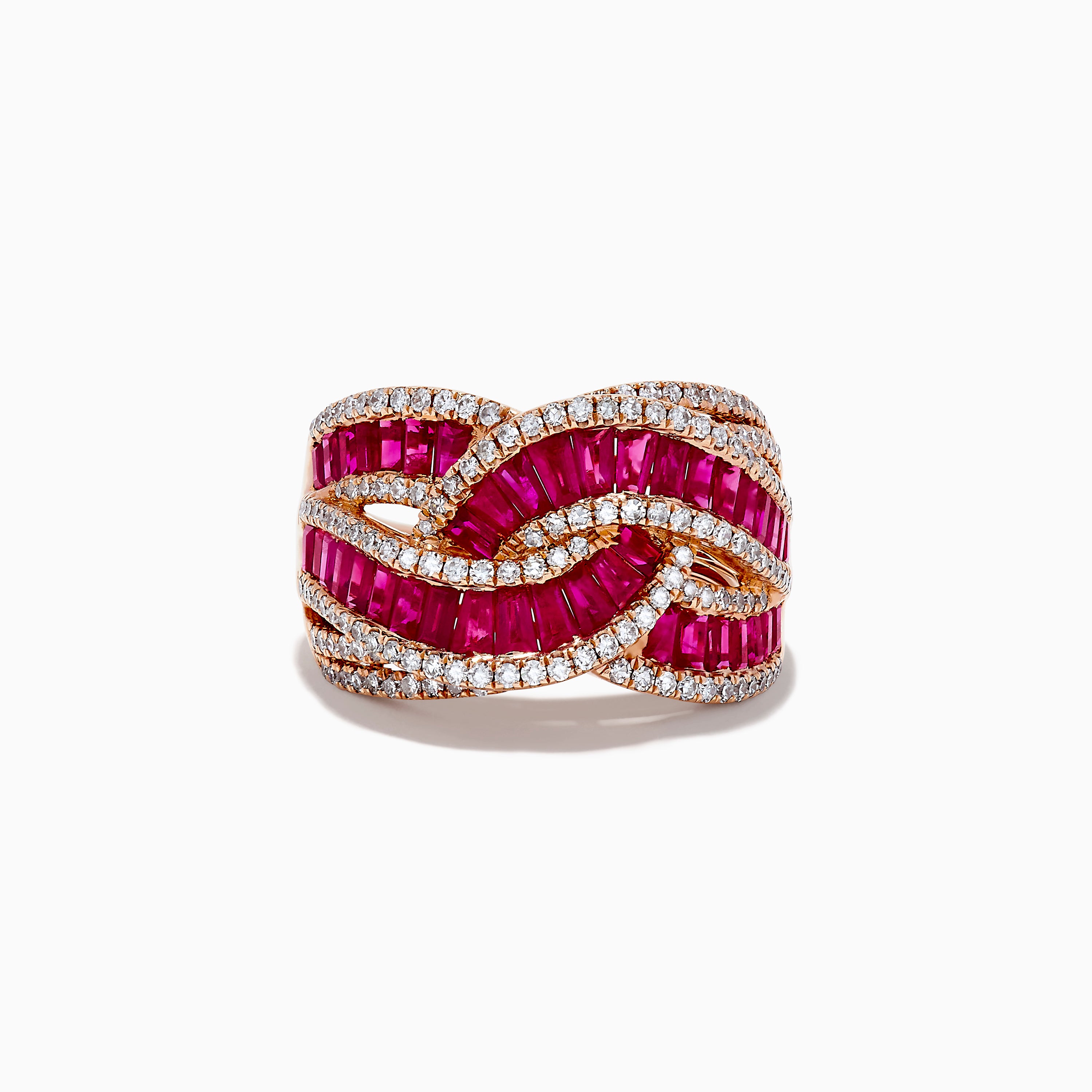 Ruby Royale 14K Rose Gold Ruby and Diamond Intertwined Ring ...