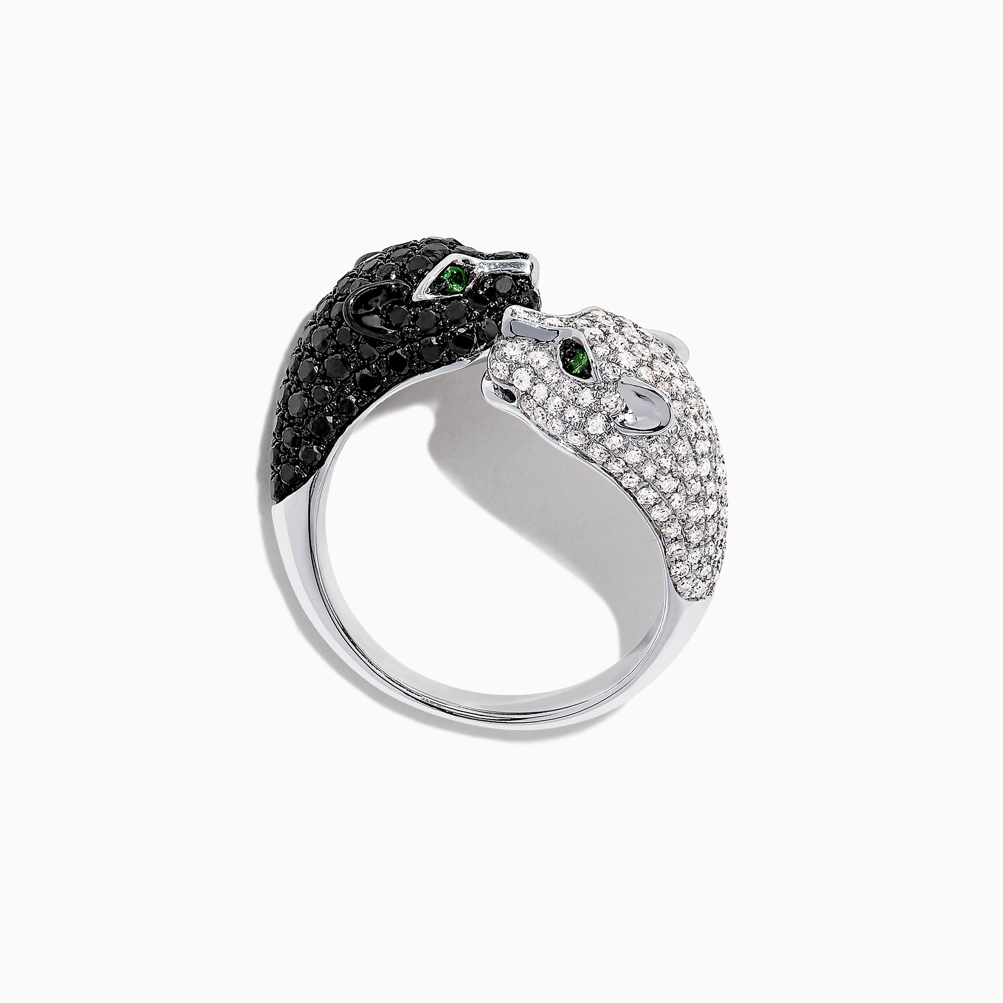 Signature 14K Gold Black & White Diamond Double Panther Ring, 1.49 TCW ...