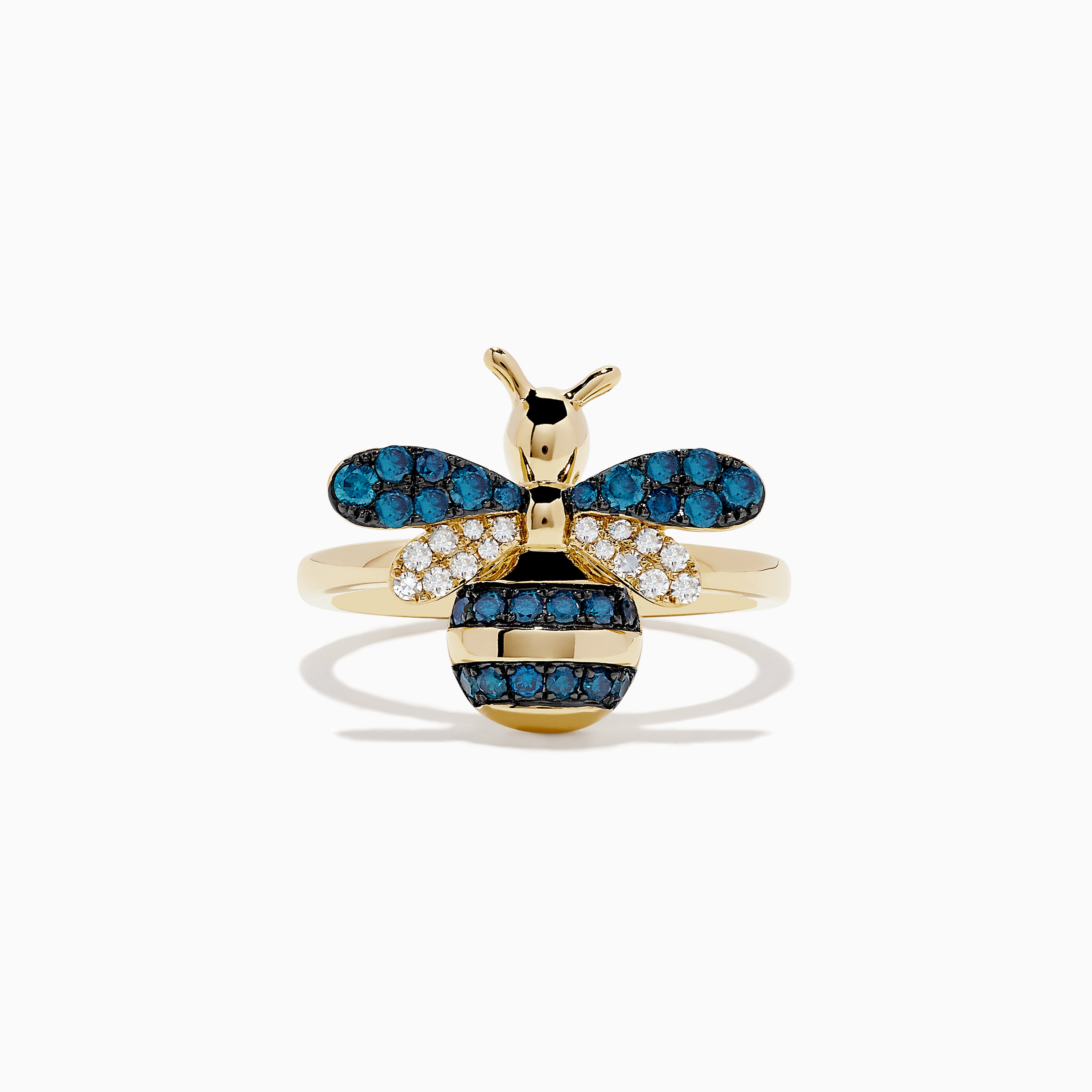 Safari 14K Yellow Gold Blue and White Diamond Bee Ring – effyjewelry.com