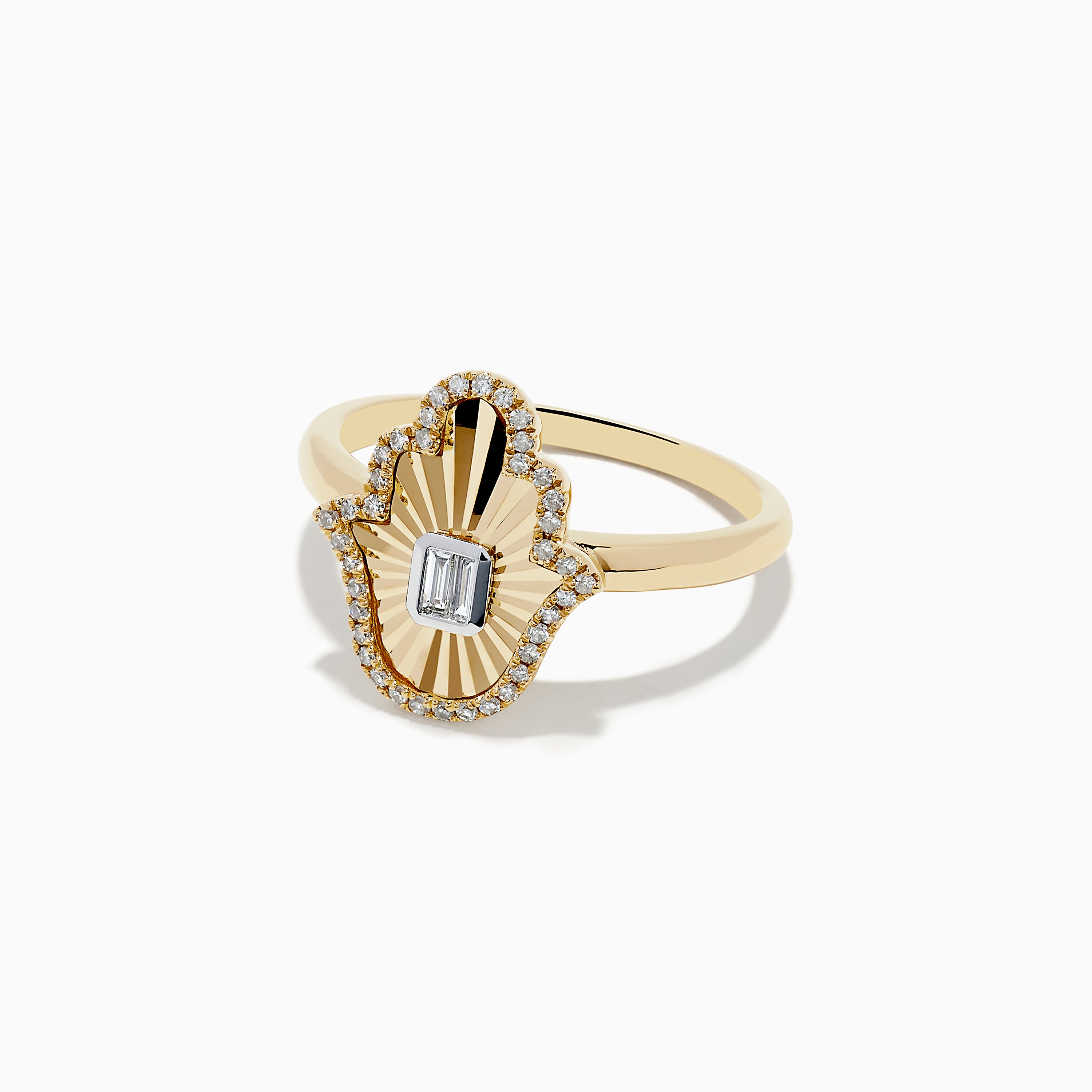 Novelty 14K Two-Tone Gold Hamsa Ring – effyjewelry.com