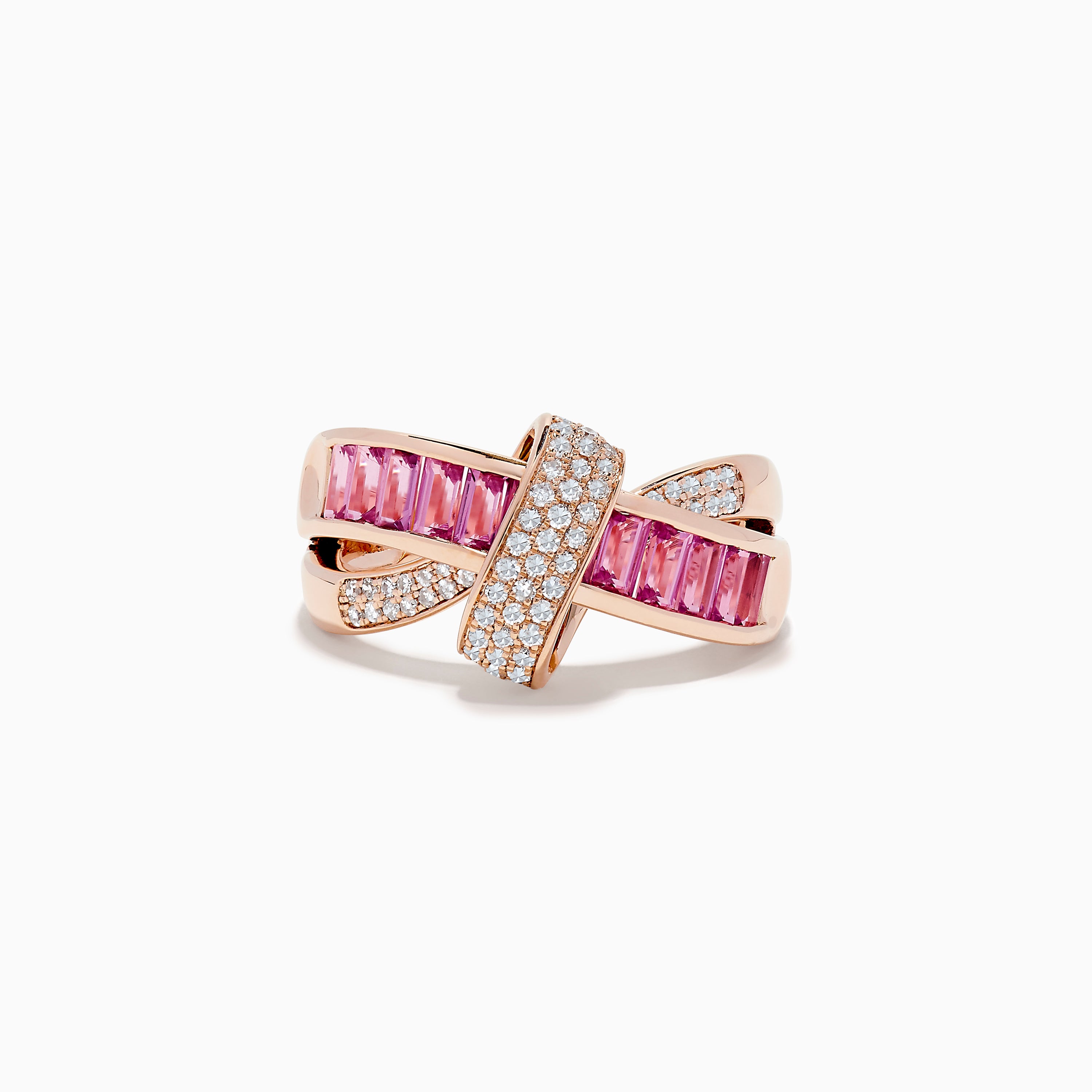 14K Rose Gold Pink Sapphire and Diamond Ribbon Ring – effyjewelry.com