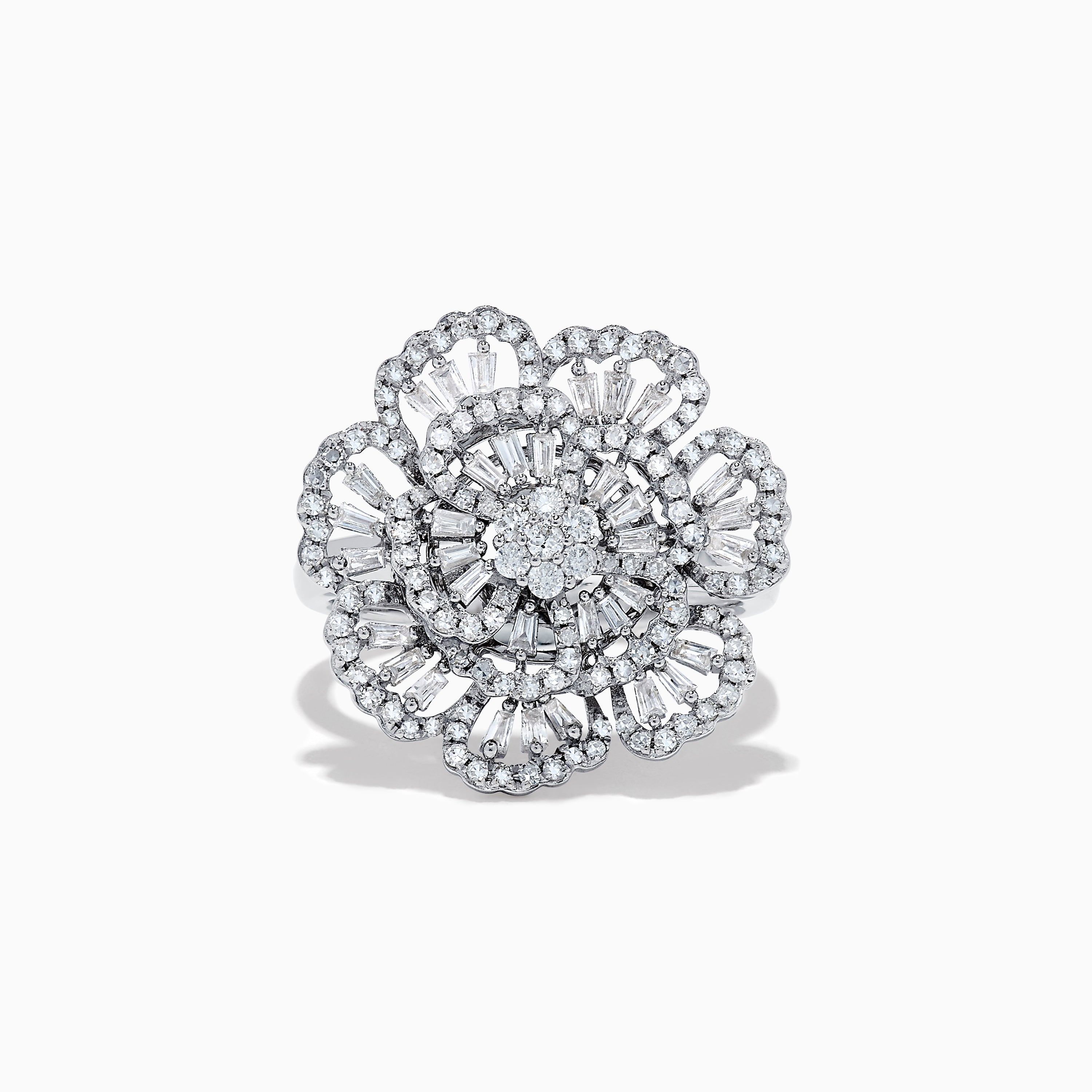 Pave Classica 14K White Gold Diamond Flower Ring – effyjewelry.com