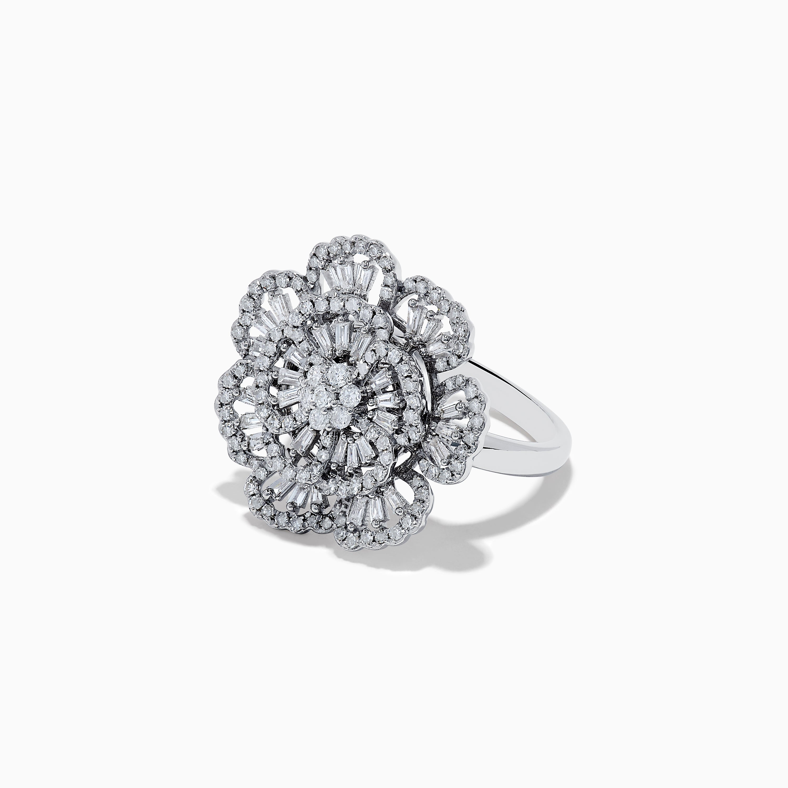 Pave Classica 14K White Gold Diamond Flower Ring – effyjewelry.com