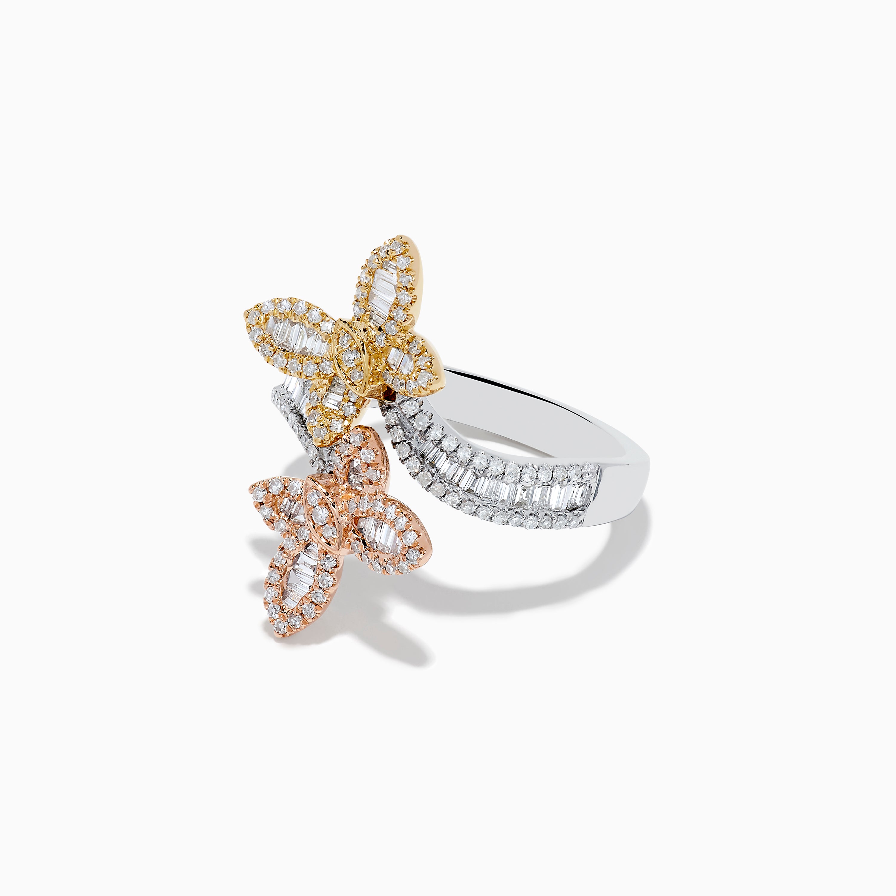 Trio 14K Three-Tone Gold Diamond Butterfly Bypass Ring – effyjewelry.com